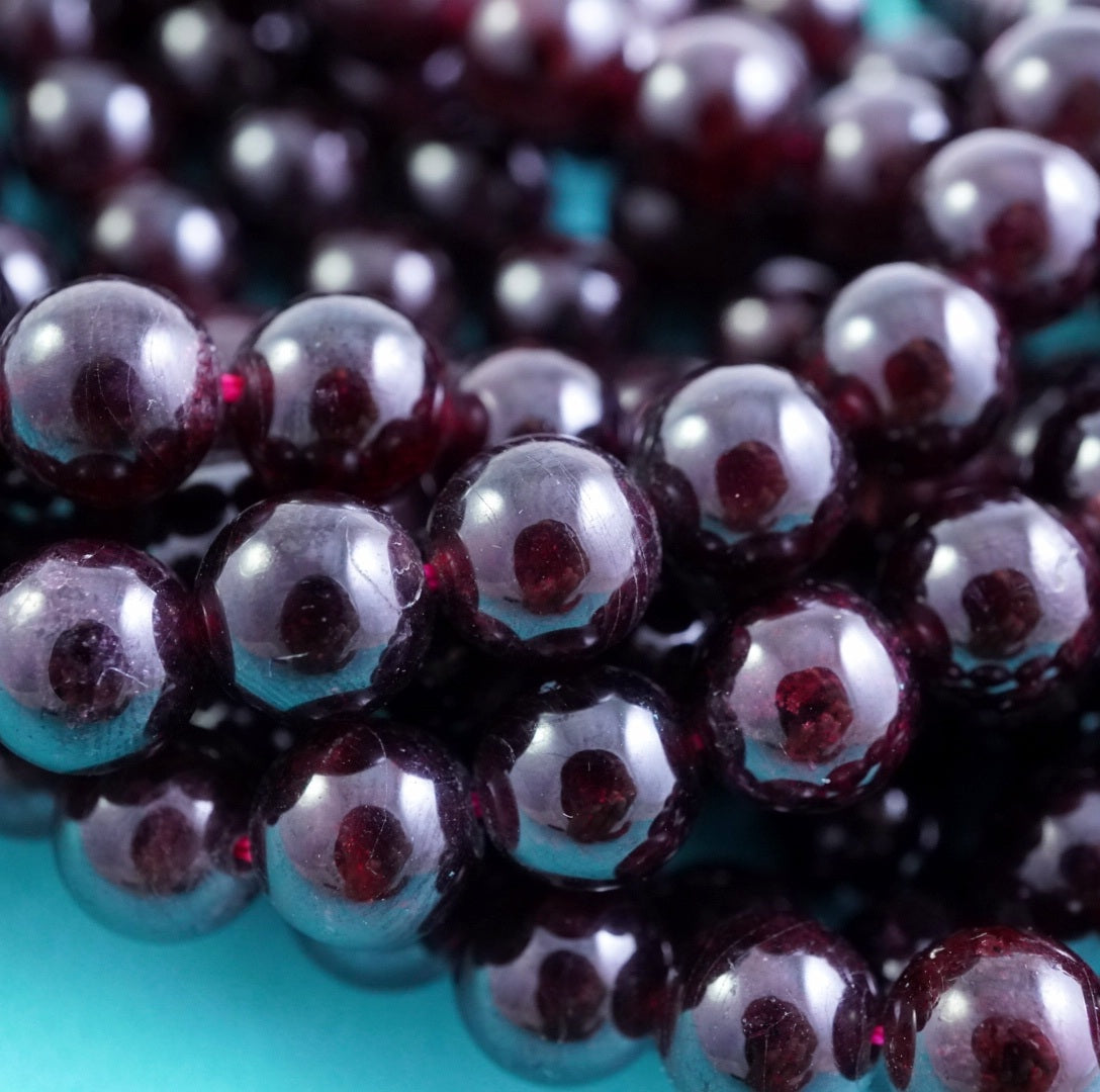 Red Garnet (Round)(Smooth)(4mm)(6mm)(8mm)(10mm)(12mm)(16"Strand ...